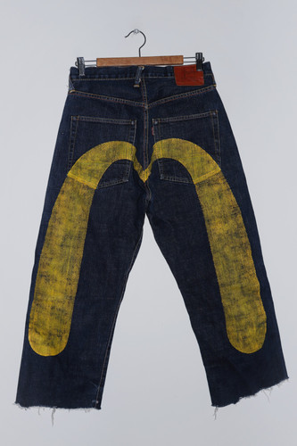 Vintage Evisu Japan Large Yellow Logo Thick Denim Jeans (Rare) (31 X 30 ...