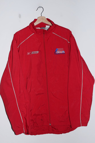 Vintage Nike Bauer Embroidered Mini Swoosh Thick Red Track Jacket (L-XL ...