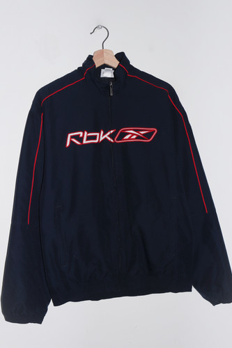 Old School 2000s Reebok Embroidered Graphic Navy Track Jacket (M ...