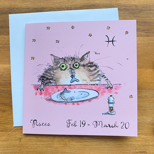 Pisces Cat - Zodiac Cat card | Luci Power