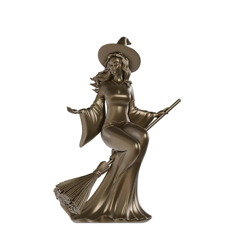 Witch Riding a Broom (Bronze) | Decor and Props