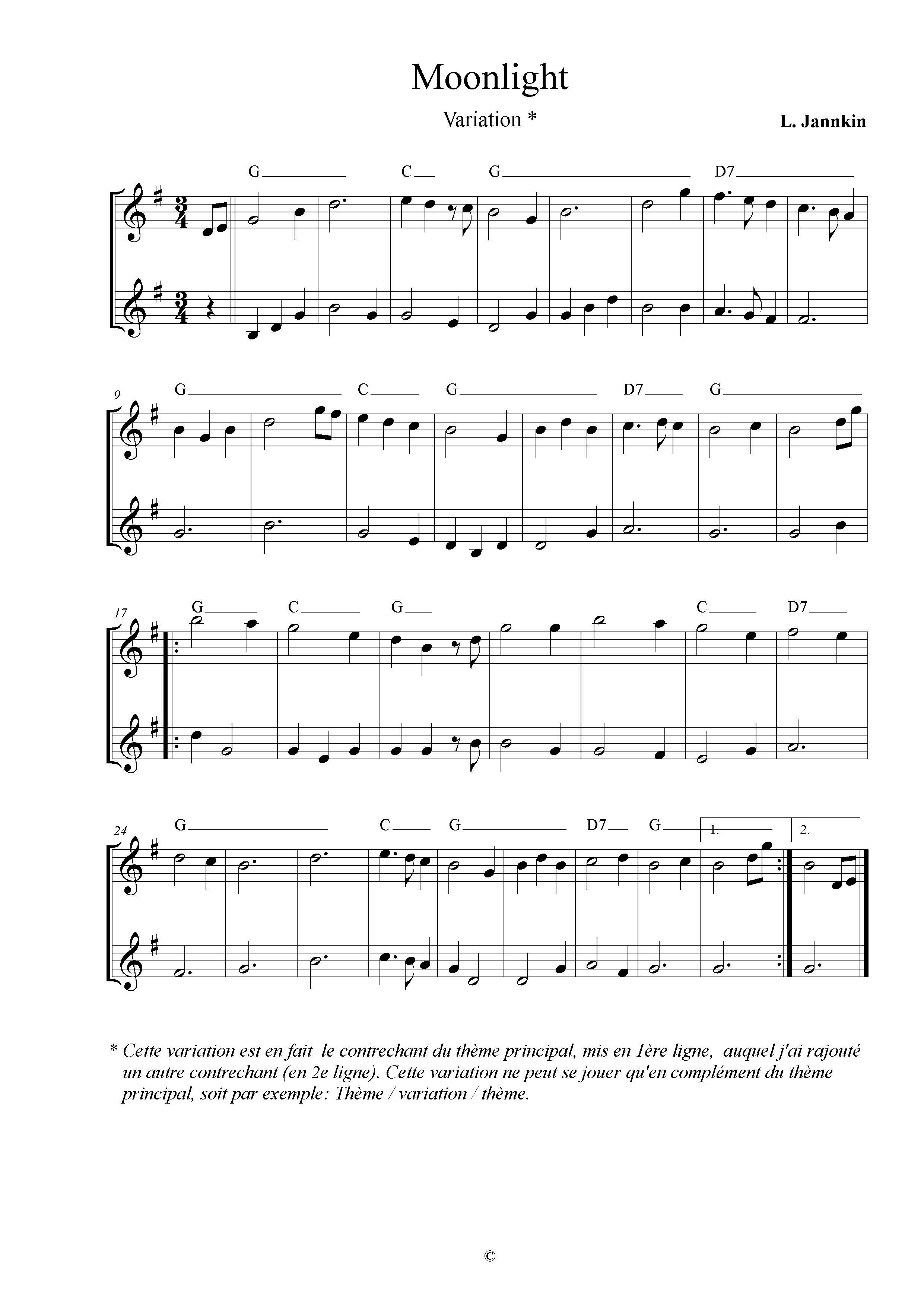 Moonlight variation (Valse écossaise) - Compositions