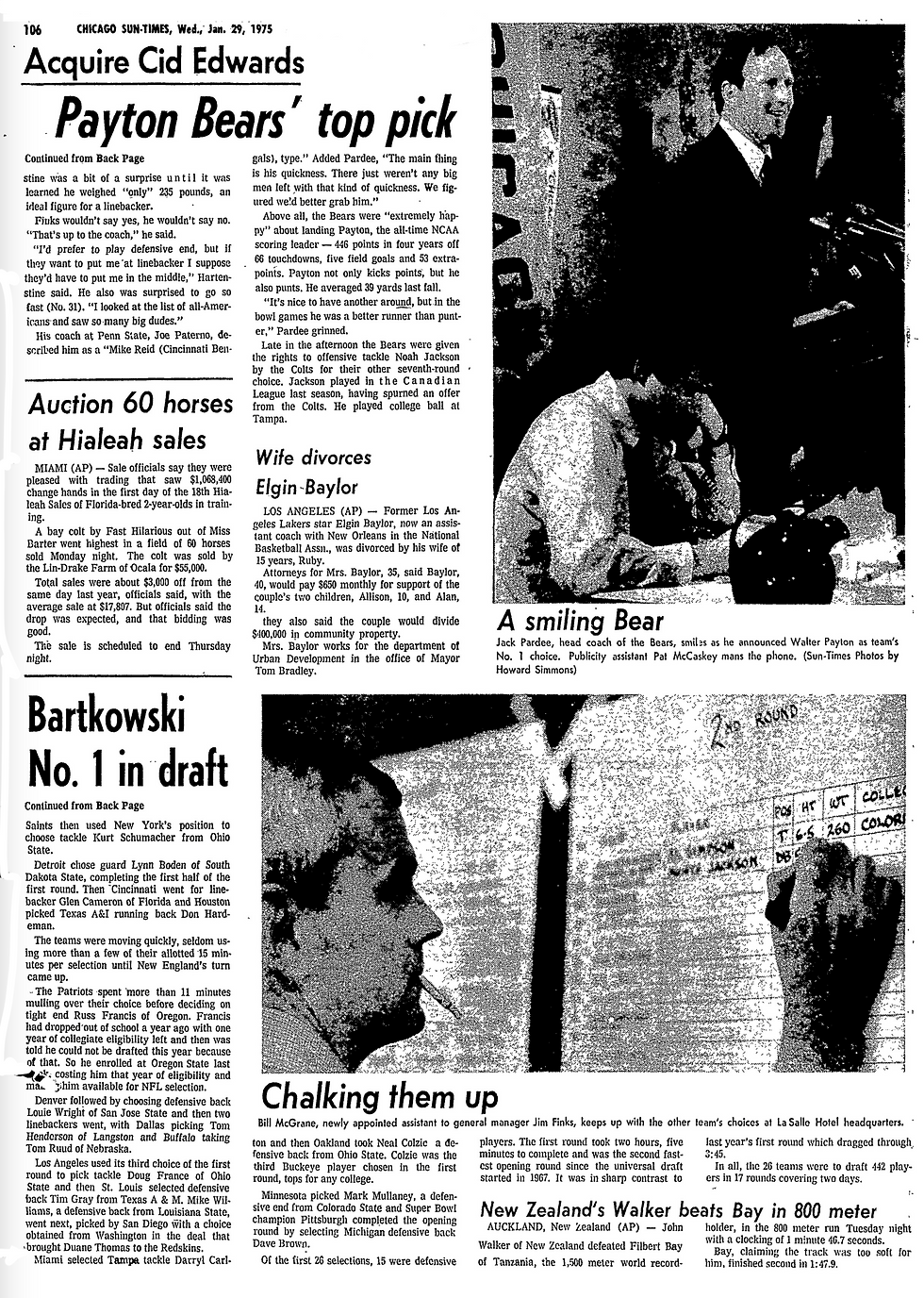 Blast From The Past: The Bears' 1975 draft was Walter Payton, and more