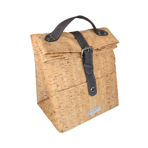Insulated Fold Top Cork Lunch Bag | Sandy's