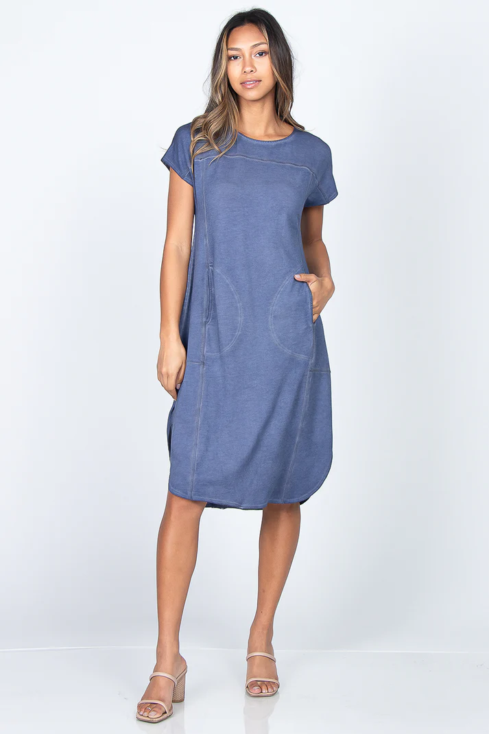 M Rena Boat Neck Midi Dress in Pewter | Sandy's