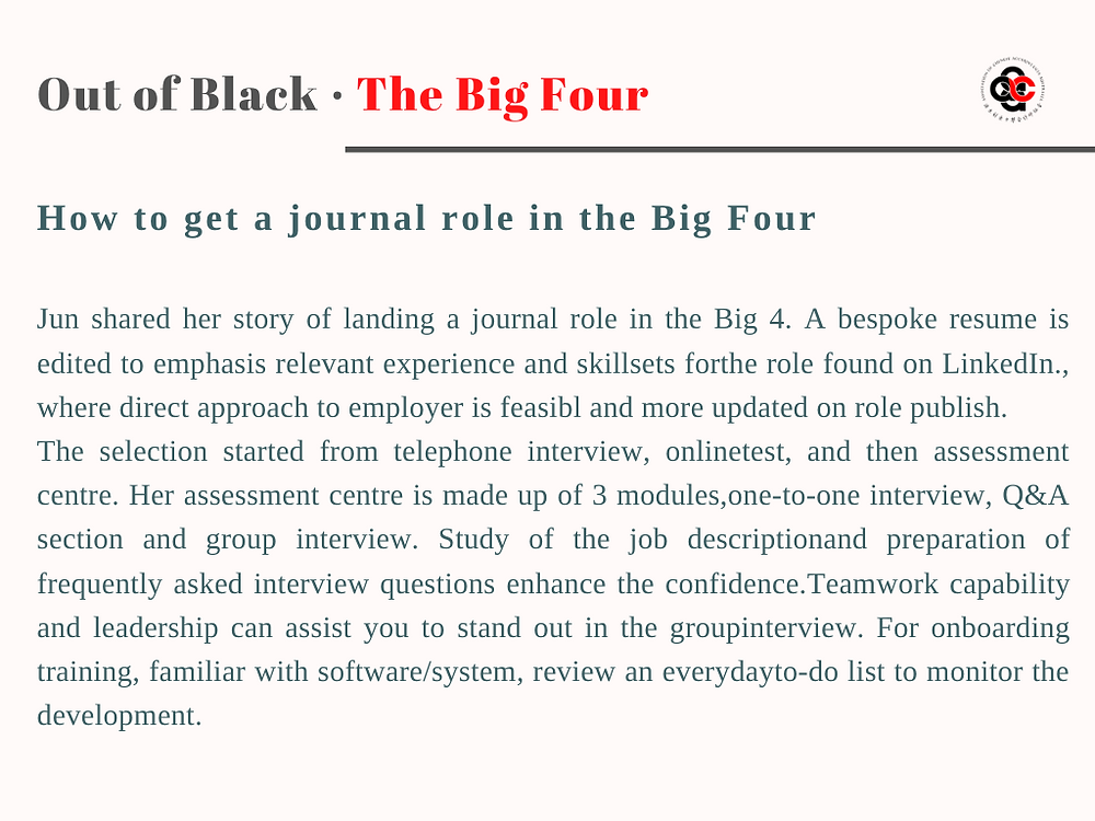 The Big Four | How to get a journal role in the Big Four