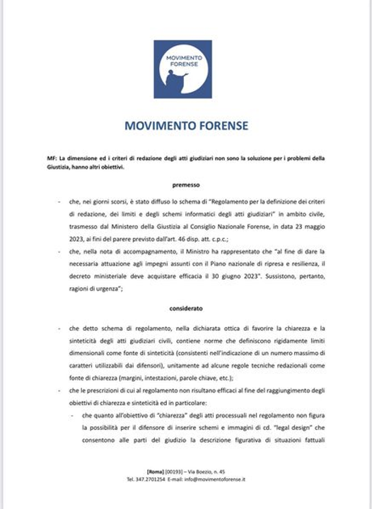 LA DIMENSIONE ED I CRITERI DI REDAZIONE DEGLI ATTI GIUDIZIARI NON SONO ...