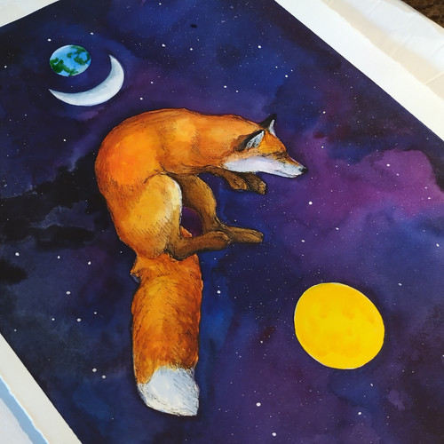 Moon Dance original fox painting | Lori Agnew Fine Art