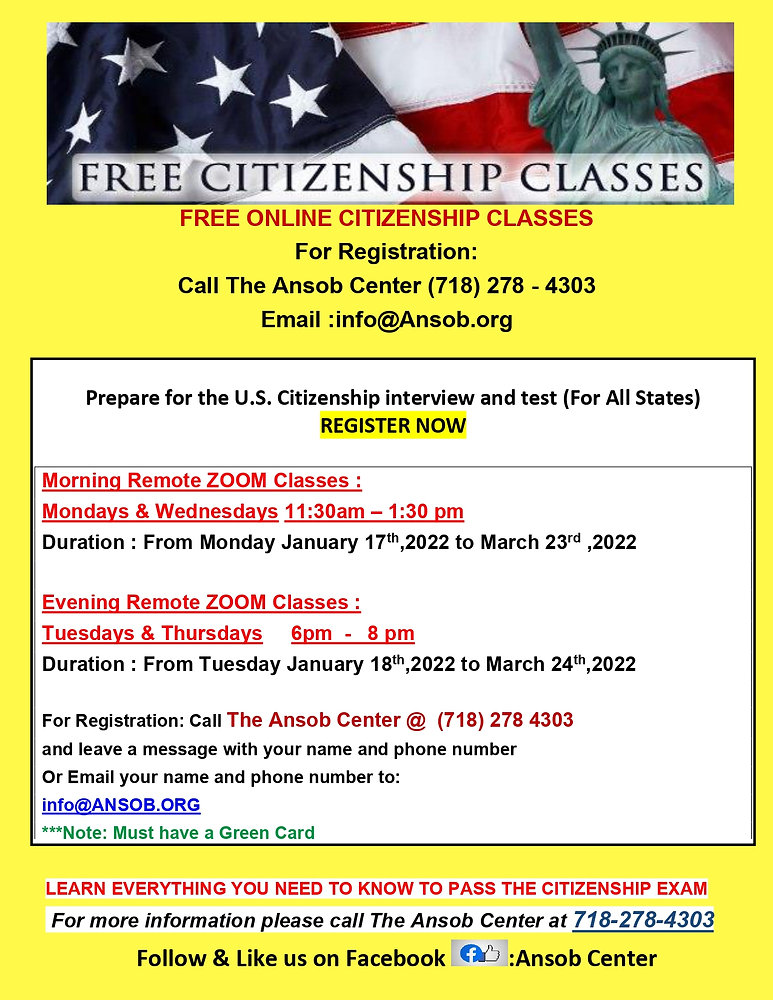 Register Now for our FREE Citizenship & ESL Classes