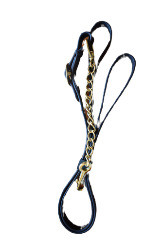 Leather lead rein with brass short chain | HHE