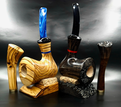 Twin pipes with tamper and pipe standTobacco pipes | DS Djuragin ...