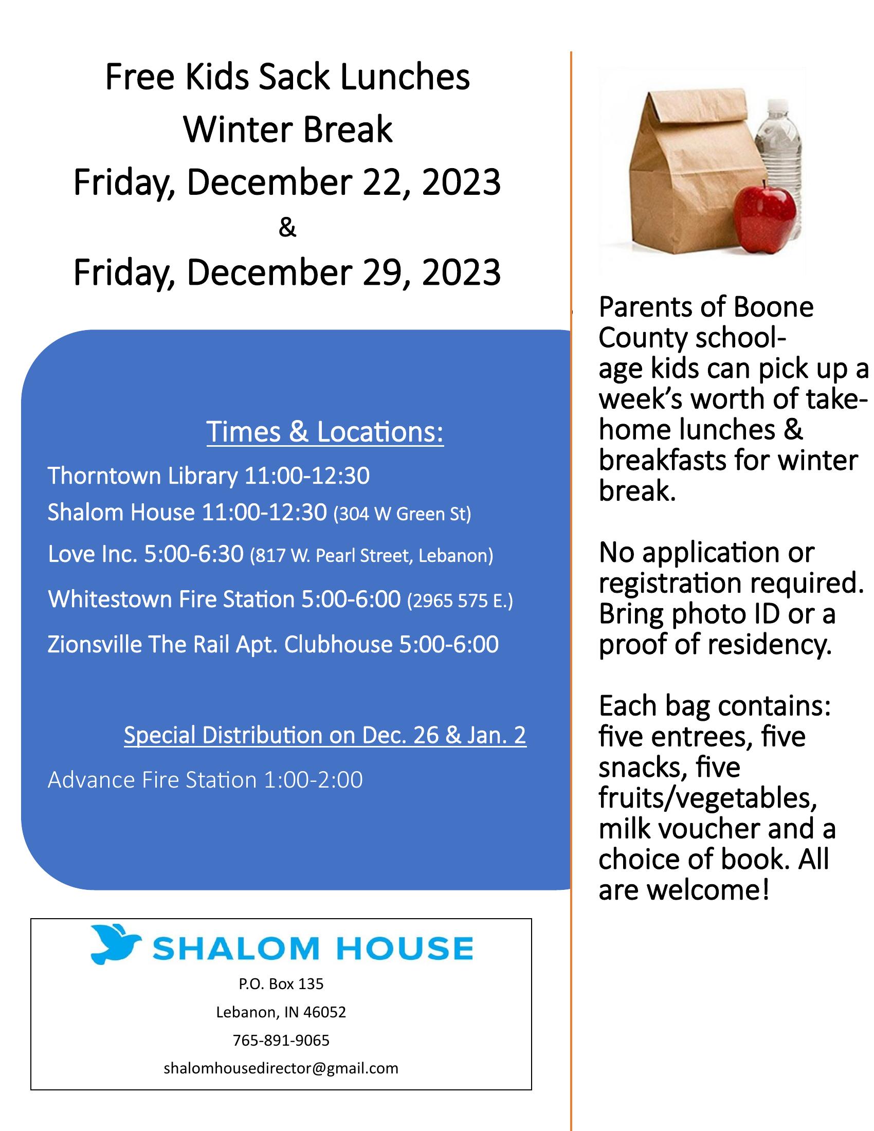 Kids Sack Lunch Program Theshalomhouse