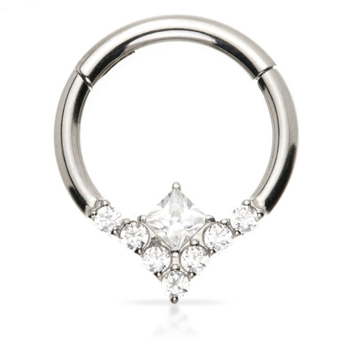 Princess Cut CZ Clicker - Titanium | Fourleaf Piercing
