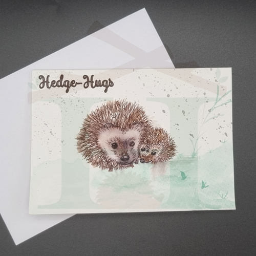 Handmade Watercolour Hedge-hugs Card | Hedgehog Sanctuary