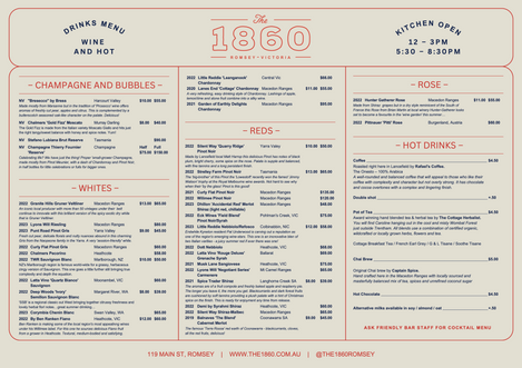 The 1860 Romsey | NOW OPEN