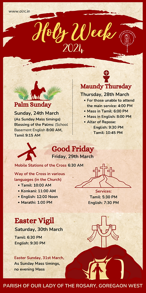 Holy Week 2024 Schedule