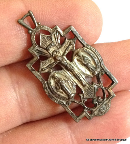 Vintage Holy Family Crucifix St. Joseph Miraculous Medal Cross, 3 way ...