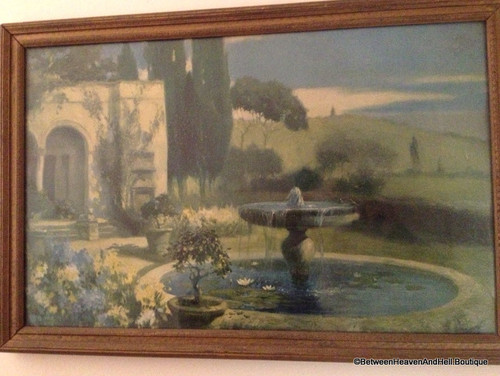 Vintage R Atkinson Fox Art Deco Garden Print Enchanting Fountain ...