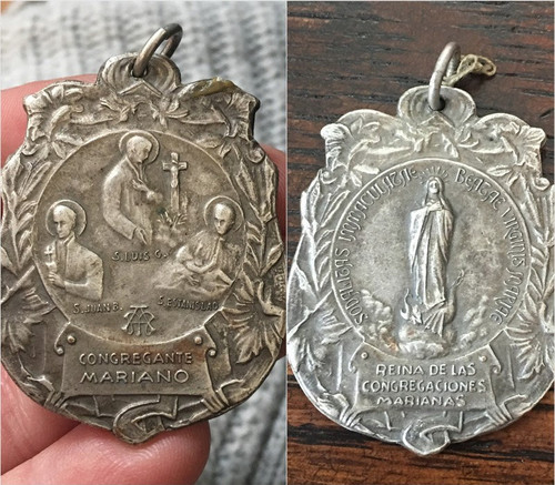 Large Antique Art Nouveau Holy Medal Virgin Mary Immaculate & Saints ...
