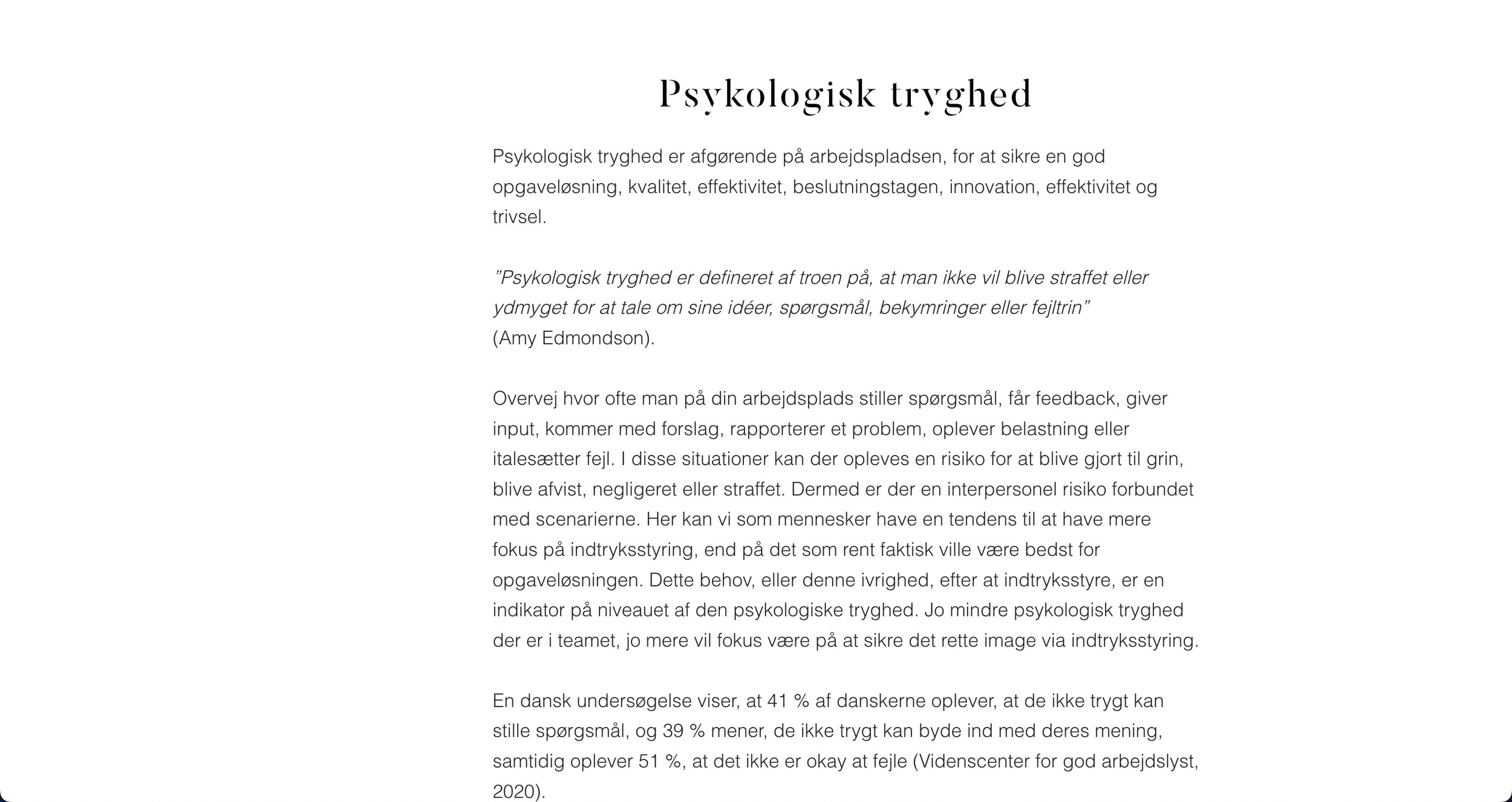 Psykologisk tryghed | sarahambs.dk