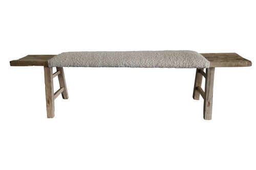 FI Vintage Shandong Elmwood & Shearling Bench, 80"Long | fragmentsidentity