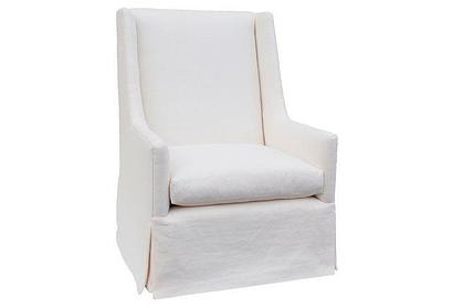 Custom Skirted Linen Slope-Arm Chair | fragmentsidentity