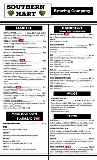 Food Menu | Southern Hart Brew