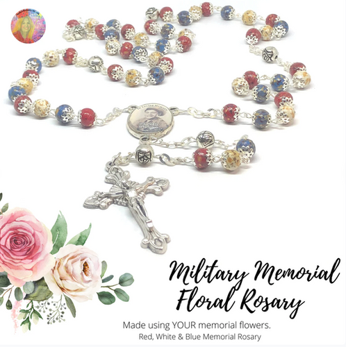 Custom Photo Red, White & Blue Military Memorial Rosary ...