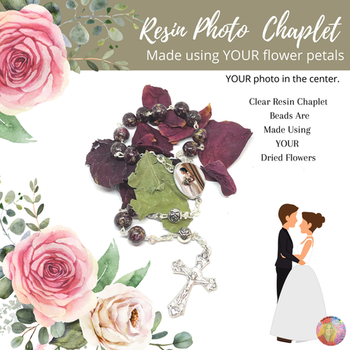 Resin Chaplet With Your Photo Center Made Using Your Dried Flowers ...