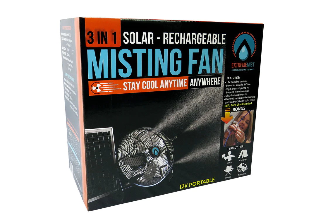 3-n-1 Portable Misting Fan w/ Solar Panel | Caribe Mist