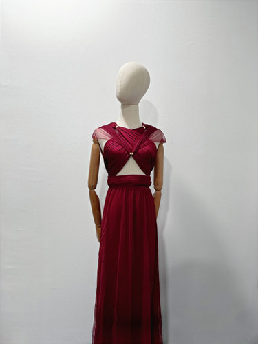 Signature Maroon Convertible Dress | My Little Bow (MLB) | Singapore