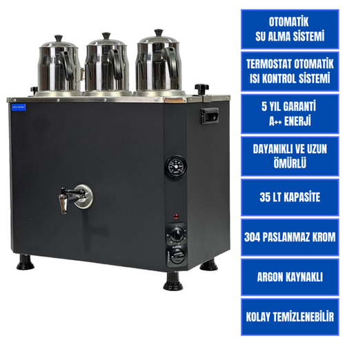 KUTLU TITANIUM 3 DEMLİKLİ ÇAY KAZANI (ELEKTRİKLİ) | KUTLU TİCARET