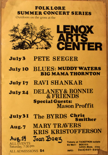 Lenox Arts Center 1971 Folklore Concert Poster Byrds Muddy Waters Mason ...