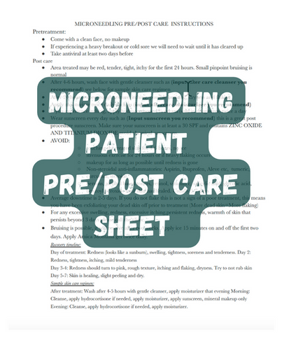 Microneedling post care patient instructions sheet | Nurse Marisa