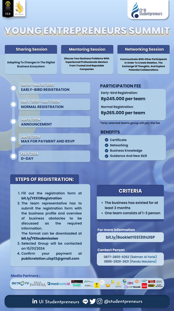 Young Entrepreneurs Summit by The 13th UI Studentpreneurs | seputarevent