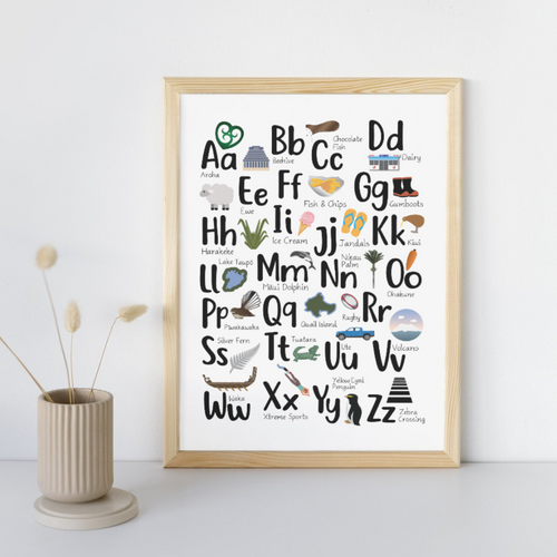 Kiwiana ABC - A New Zealand ABC print | Little Bug