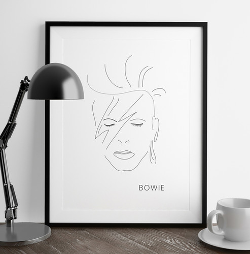 Minimal Line Drawing David Bowie Art Print | thememorymixshop