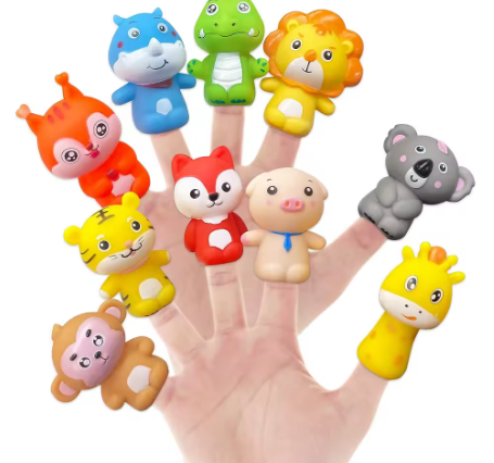 Set of 5 Silicone Finger Puppets | Little Tots Toy Box