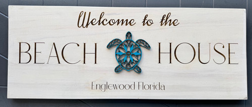 Sea Turtle Beach Sign | Seaside Laser Studio