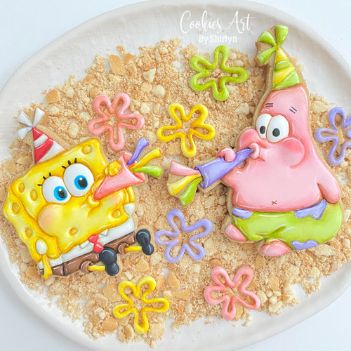 Birthday Spongebob & Patrick - Cutter | CookiesArtByShirlyn
