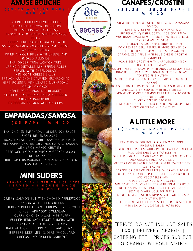 Fall Amuse Bouche Menu 2021 | BocageCatering