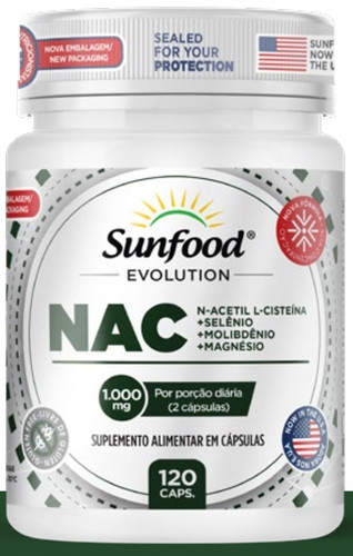 NAC 1000MG 60 CAPS SUNFOOD EVOLUTION | Santo Vigor