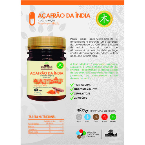 AÇAFRÃO DA INDIA 60 CAPS 400MG 60CAPS | Santo Vigor