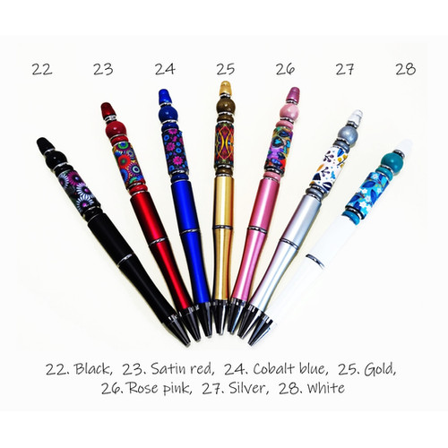 BEADED PENS in eco gift boxes, 7 colours with matching handmade paper ...