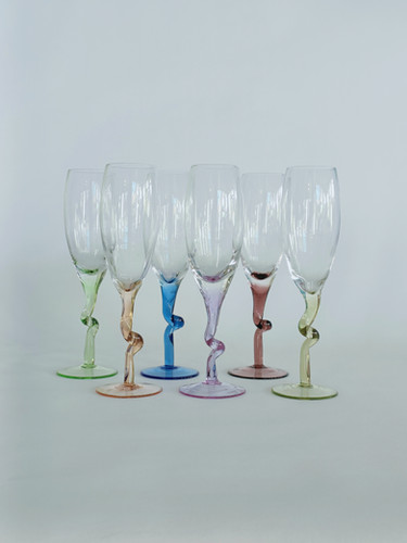 Set of 6 curly colored flutes | City Vintage