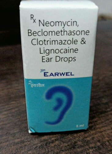 EARWEL , Neomycin+Beclamethason+clotrimazole+Lignocaine ear drops, 5 ml ...