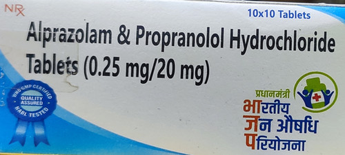 Alprazolam 0.25mg and Propranolol Hydrochloride 20mg, 10 Tablets | API ...