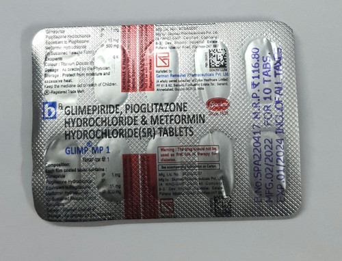 GLIMP MP1, GLIMIPRIDE 1+PIO 15+METFORMIN 500, 10 TABLETS | API GENERIC ...