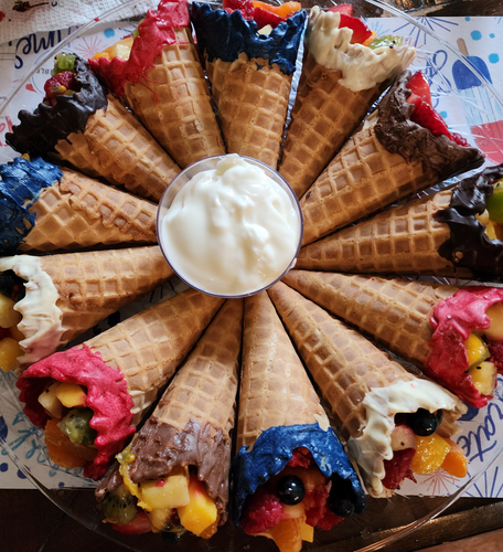 Chocolate dipped Waffle Cone with Fruit | Tipsy Truck
