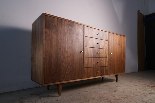 Danish Modern Console - 5 Drawer, 60"W | Tomfoolery Wood Co.